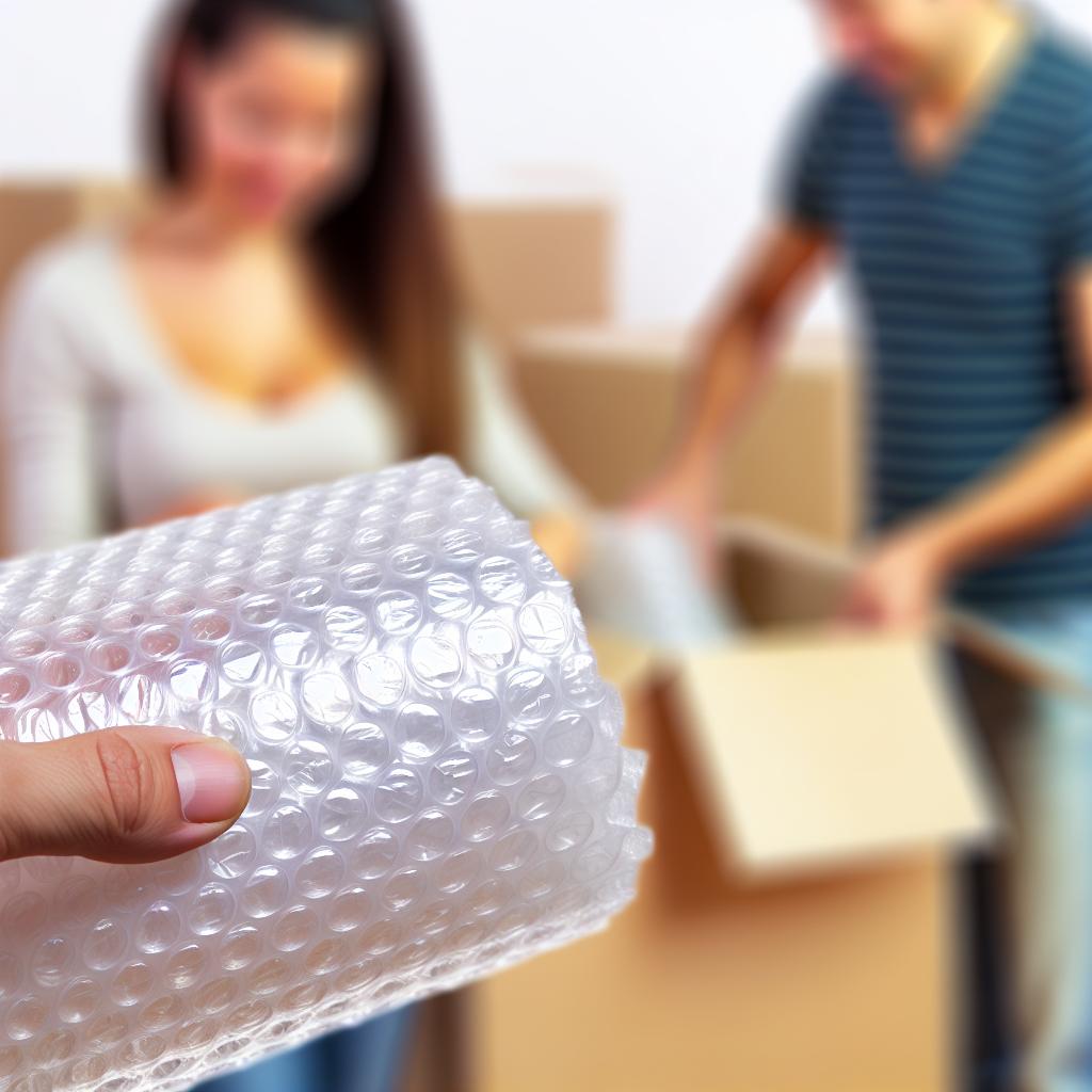 Bubble wrap for protective packaging.