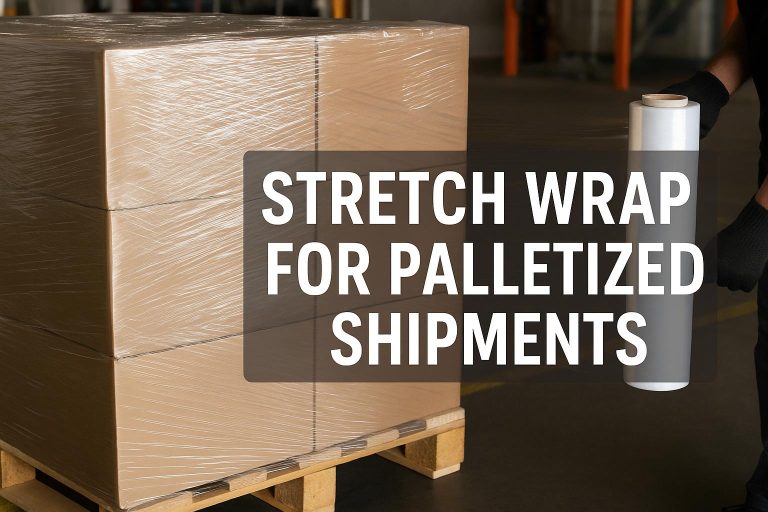 Stretch wrap for palletized shipments.