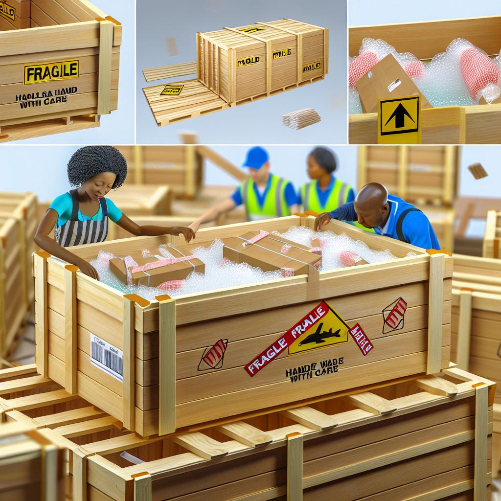 Wooden crates for fragile shipments.
